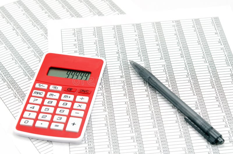 Calculatrice Et Pointe Et Documents Comptables Photo stock - Image: 35070574