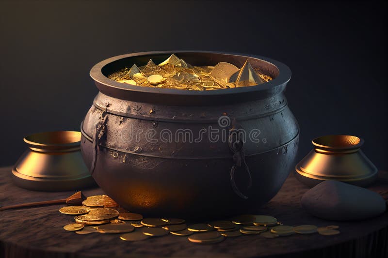 Caldero Lleno De Oro Barsgenerative Ai Stock de ilustración ...