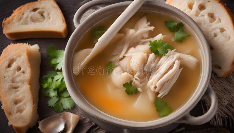 Caldo De Kenga Cassava Broth with Shredded Chicken Stock Illustration ...
