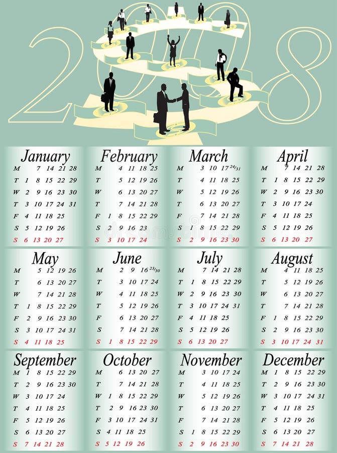 Calendário por 2008 anos ilustração do vetor. Ilustração de outono ...