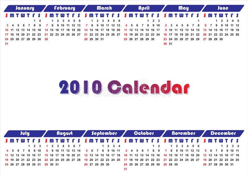 Calendário simples 2010 ilustração do vetor. Ilustração de calendário ...