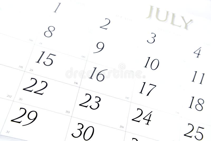 Calendário de julho imagem de stock. Imagem de planejador - 11430117
