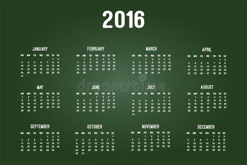 Calendário do ano 2016 ilustração do vetor. Ilustração de projeto ...