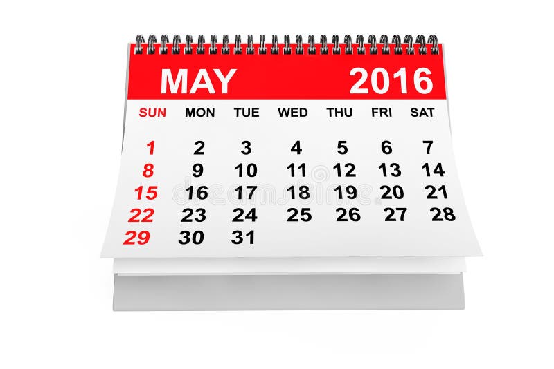 Calendário maio de 2016 ilustração stock. Ilustração de memorando ...