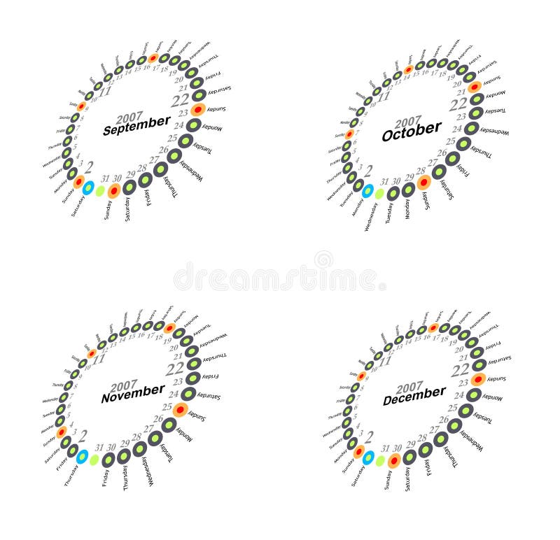 Calendar 2007 Perspective stock illustration. Illustration of months ...