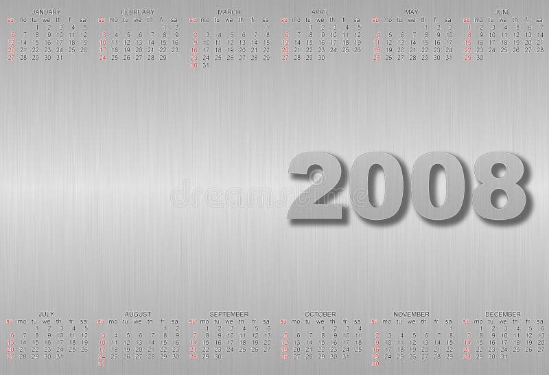 2008 Year calendar stock illustration. Illustration of month - 3101365