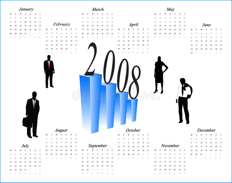 Calendar for 2008 year stock vector. Illustration of future - 3498789