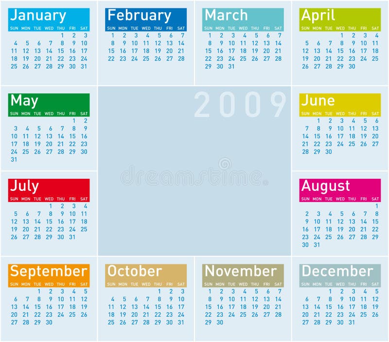 Calendar 2009 stock vector. Illustration of vector, weeks - 5266937