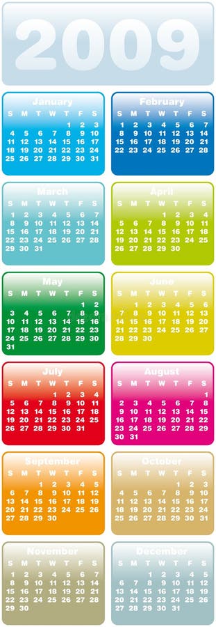 Calendar 2009 stock vector. Illustration of vector, weeks - 5266937