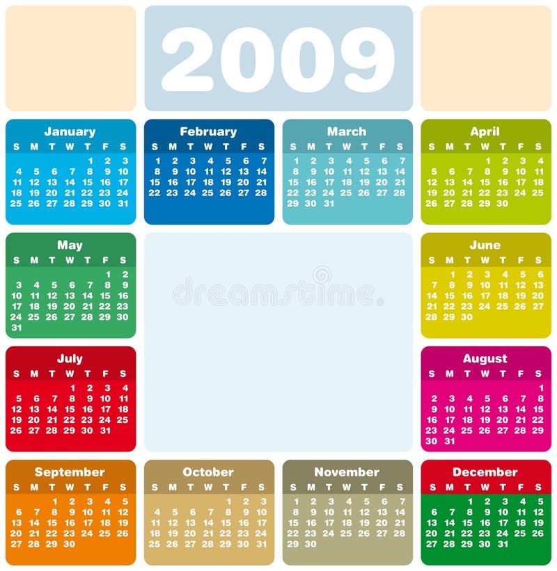 Calendar 2009 stock vector. Illustration of vector, weeks - 5266937