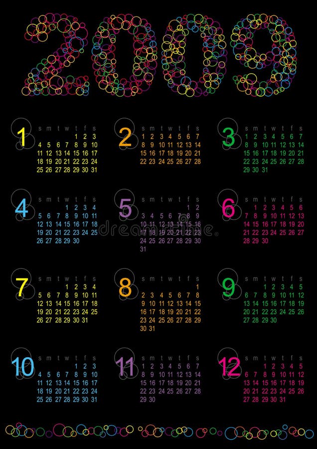 Calendar 2009 stock vector. Illustration of week, office - 5467062