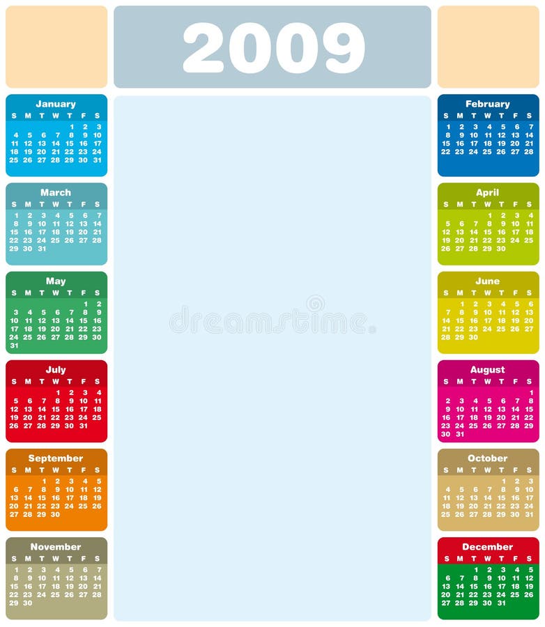 Calendar 2009 stock vector. Illustration of planner, weeks - 6394868