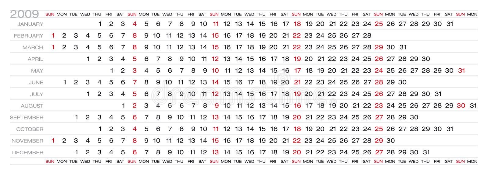Calendar 2009 stock vector. Illustration of vector, weeks - 5266937