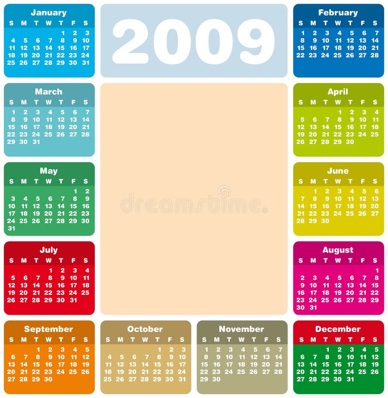 Calendar 2009 stock vector. Illustration of vector, weeks - 5266937