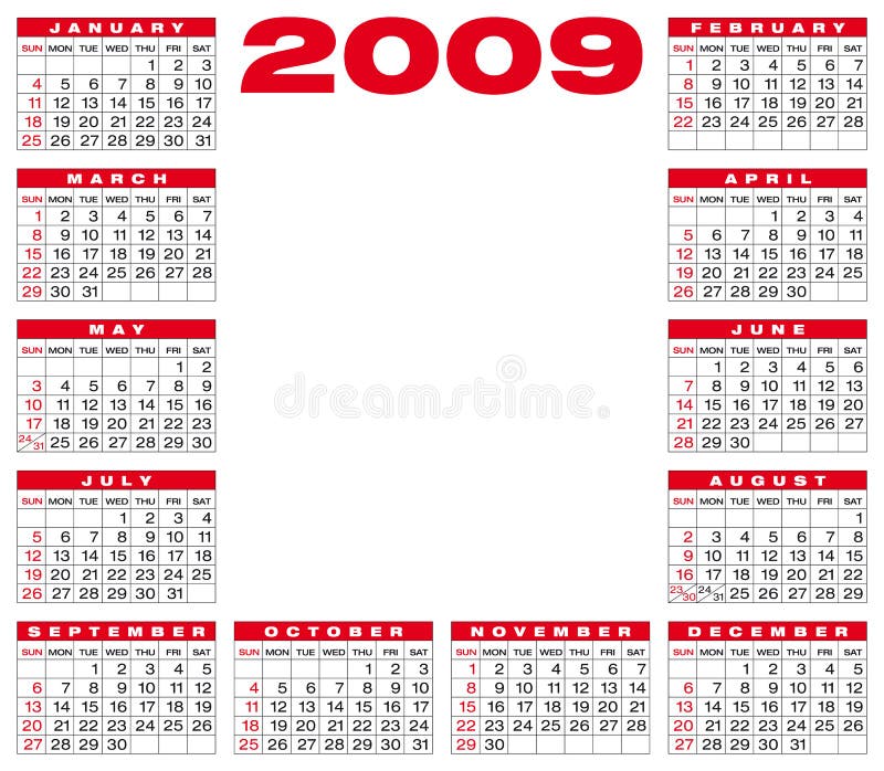 Calendar 2009 stock vector. Illustration of vector, weeks - 5266937