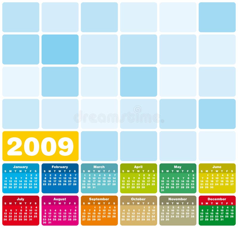 Colorful Calendar for 2009 stock vector. Illustration of journal - 6660472