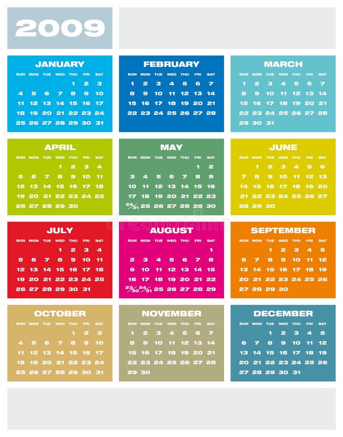 Calendar, New Year 2009, 2010, 2011, 2012 Stock Vector - Illustration ...