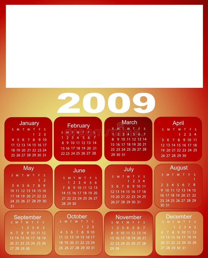 Calendar 2009 stock vector. Illustration of vector, weeks - 5266937