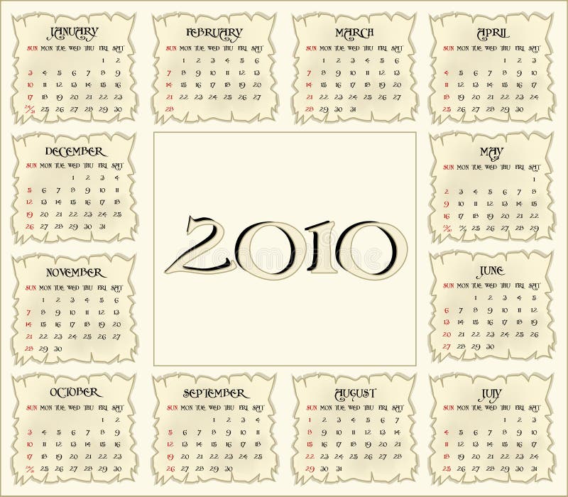 Calendar 2010 stock vector. Illustration of space, week - 10273169