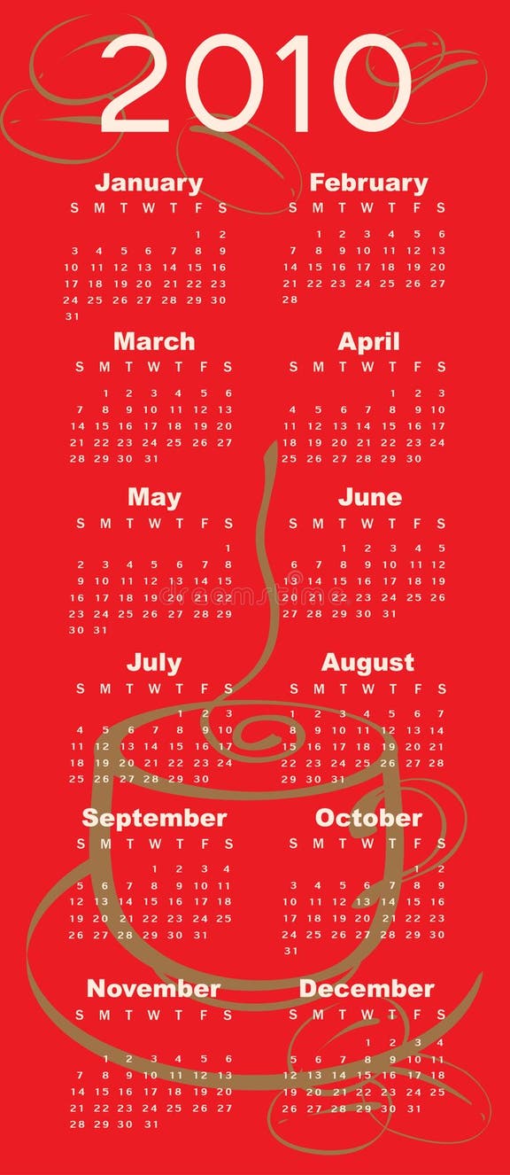 Calendar for 2010 stock vector. Illustration of date - 10947628