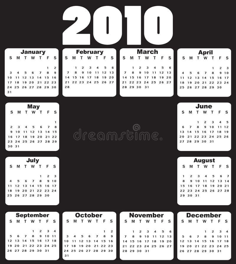Calendar for 2010 stock vector. Illustration of planner - 10947873