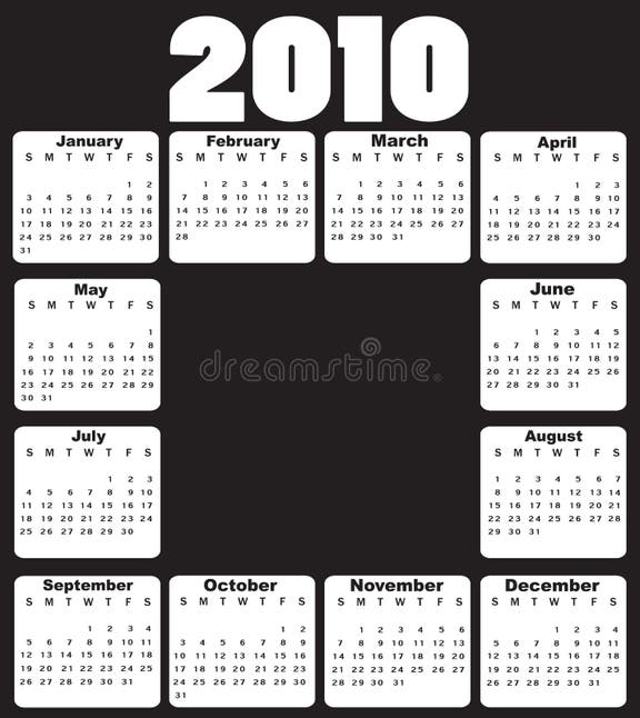 Calendar for 2010 stock vector. Illustration of planner - 10947873
