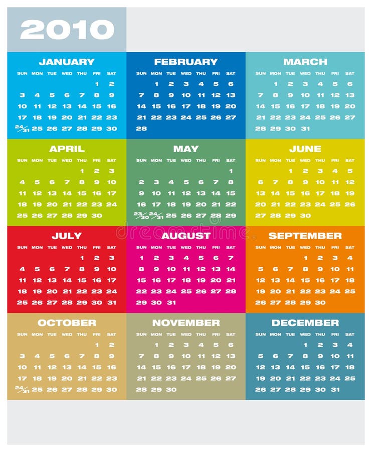 Calendar 2010 stock vector. Illustration of journal, office - 9574853