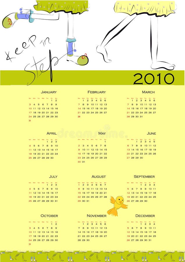 Calendar 2010 with Children Legs Stock Vector - Illustration of annual ...