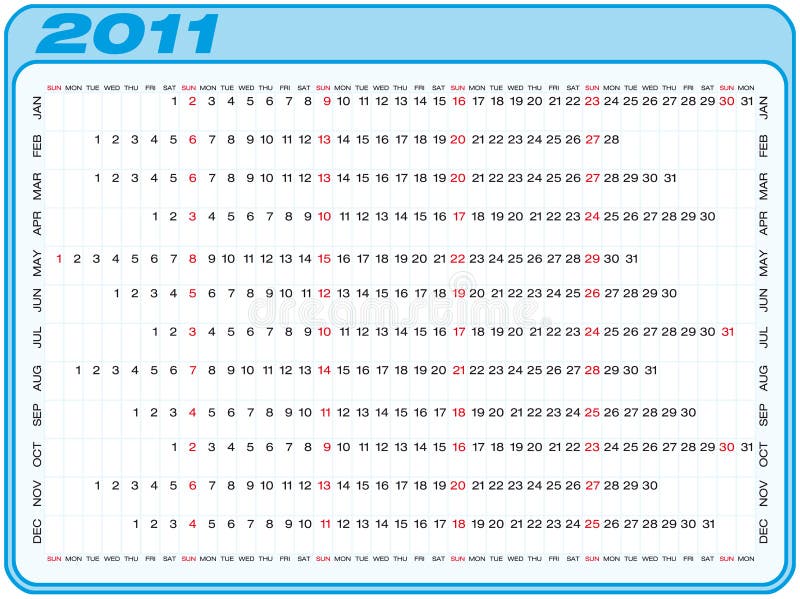 Calendar 2011 stock vector. Illustration of grid, planner - 16069849