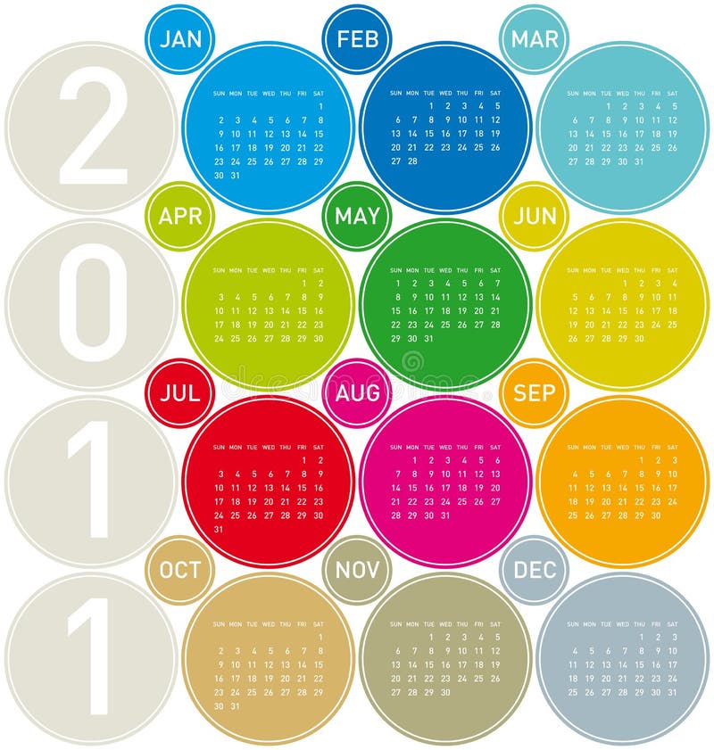 Calendar 2011 stock vector. Illustration of circles, color - 17025217