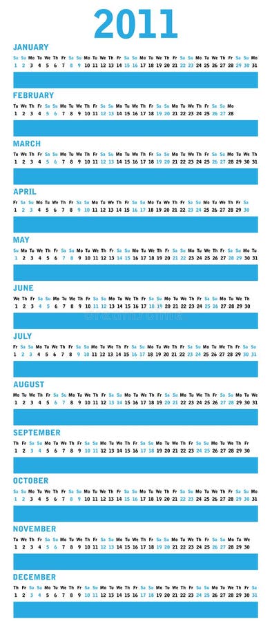 Calendar for 2011 stock vector. Illustration of date - 18166159