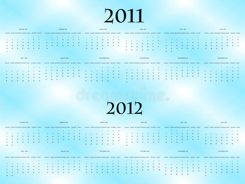 Calendar for 2011 and 2012 stock illustration. Illustration of label ...