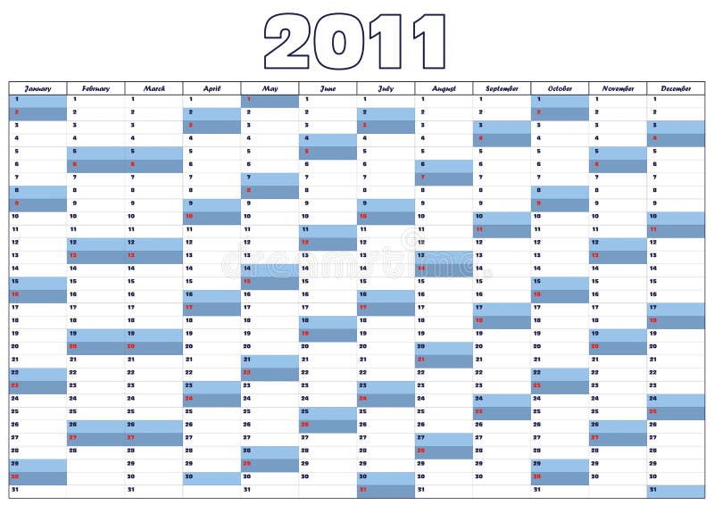 Calendar 2011 (Vector) stock vector. Illustration of days - 15018755