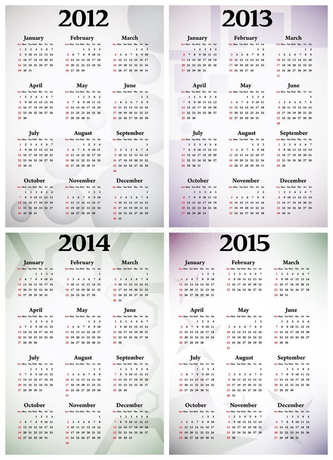 Calendar from 2012 to 2015 stock vector. Illustration of planning ...