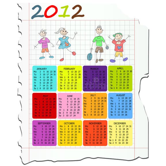 Kids Calendar Drawings Stock Illustrations – 30 Kids Calendar Drawings ...