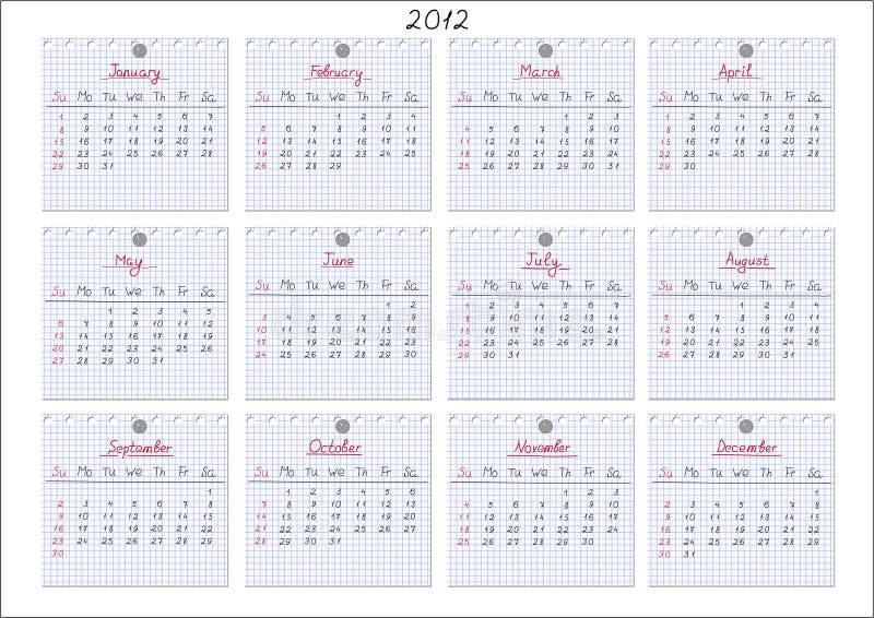 Calendar from 2012 to 2015 stock vector. Illustration of date - 20907359