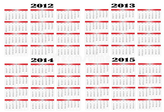 Calendar from 2012 to 2015 stock vector. Illustration of planning ...