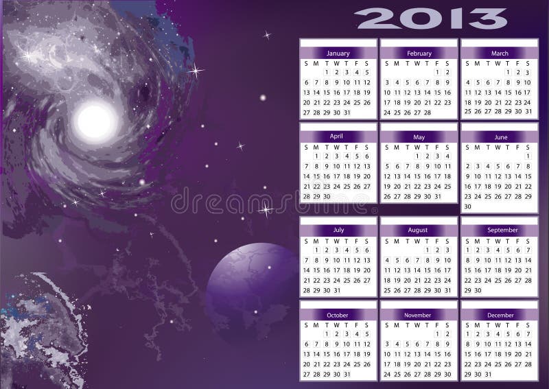 Calendar 2013 stock vector. Illustration of year, week - 26216453