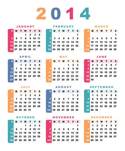 Calendar 2014 stock vector. Illustration of planning - 25183477