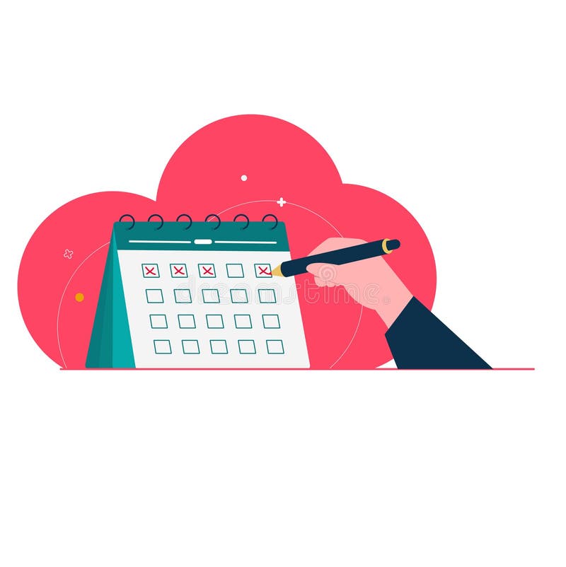 Checking Date in Calendar, Calendar with Check Mark Stock Vector ...