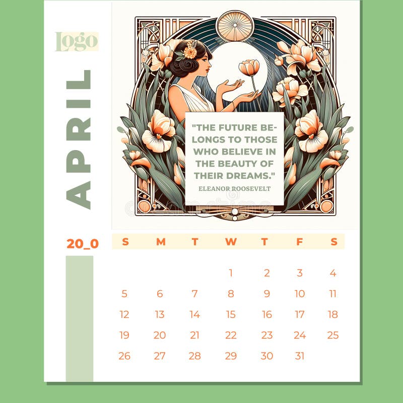 Editable Calendar Template Featuring a Stunning Design with Space for a ...