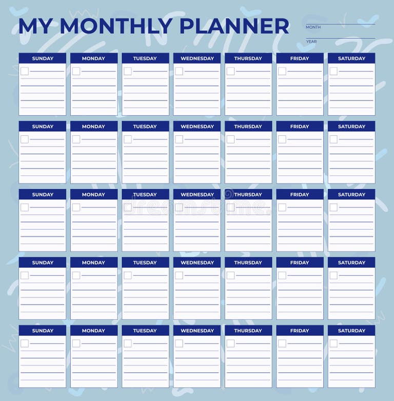 Professional Printable Calendar Design Stock Illustrations – 608 ...