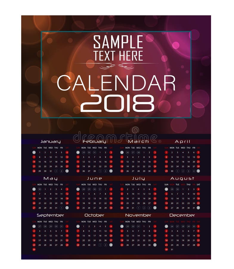 Calendar for 2018 Abstract Background Stock Vector - Illustration of ...