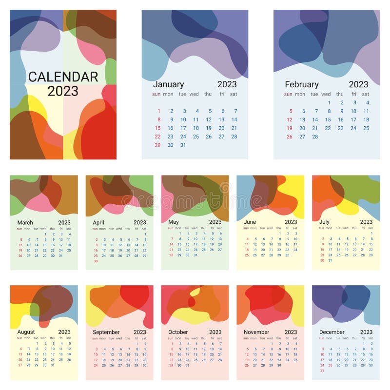 Calendar with Abstract Pattern for 2023 in Vertical A4 Format. the Week ...