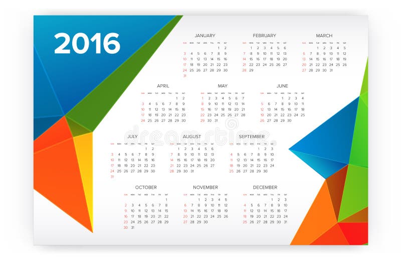 2016 Calendar. Abstract stock vector. Illustration of geometric - 78646105