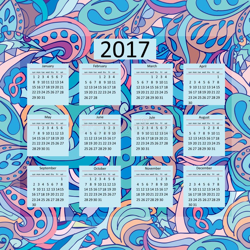 Calendar for 2017, Against the Background of an Abstract Floral Stock ...