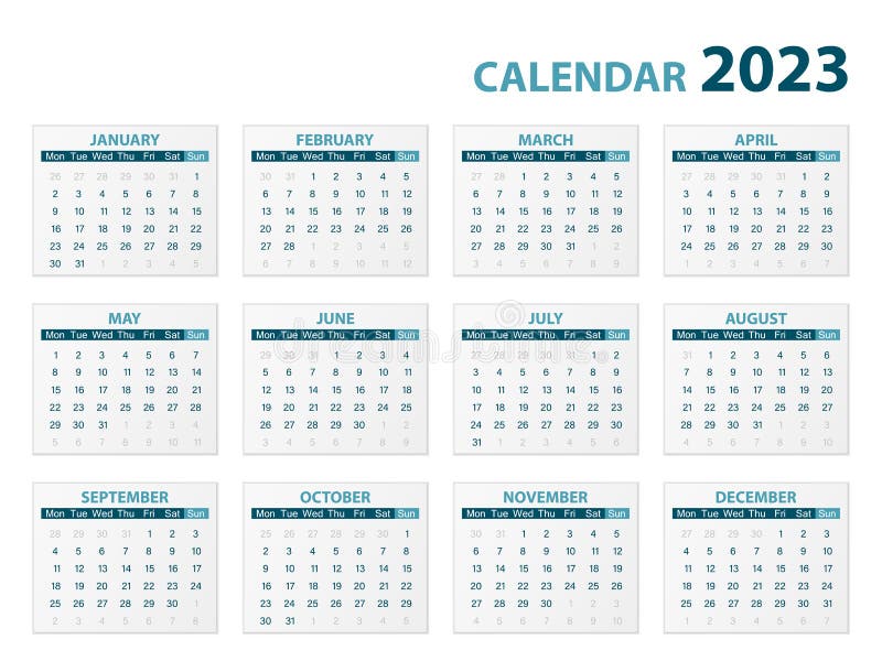 Calendar 2023 stock vector. Illustration of business - 259012470