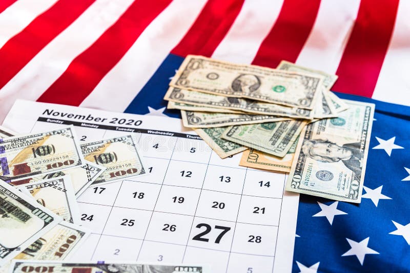 Calendar with the American Flag Marked on November 27, 2020 Stock Photo ...