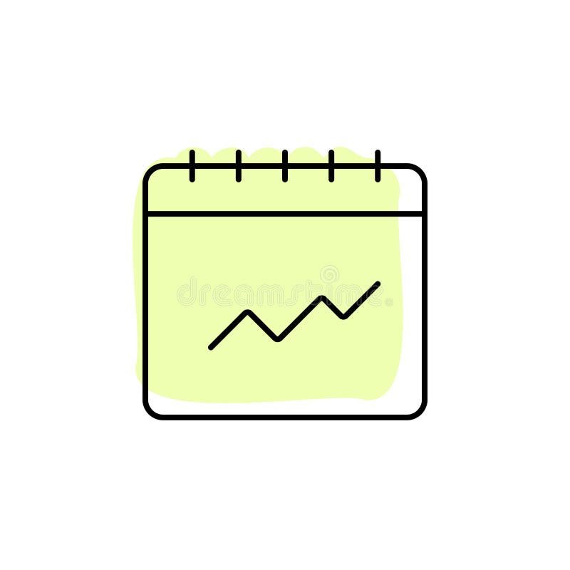 Calendar, Analytic with Color Shadow Vector Icon in Calendar Set Stock ...