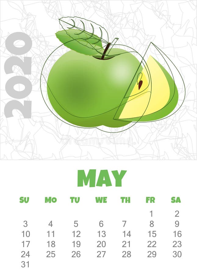 Calendar 2020 with an Apple. May. Vector Illustration. Stock Vector ...